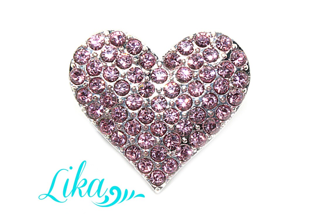 Light Pink Heart Rhinestone - Metal Rhinestones - Flatback Rhinestone ...