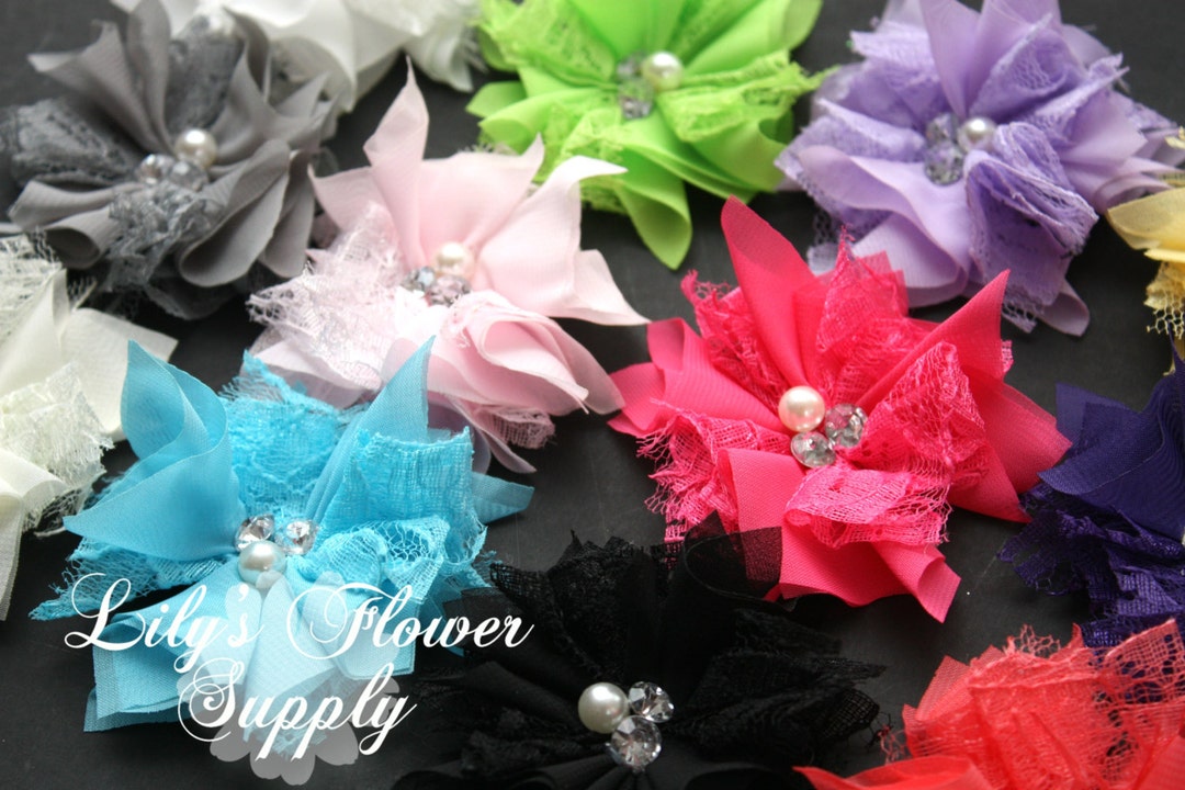 Ella Lace Beaded Flower - Folded Lace Flower - Pearl Flower - Beaded ...