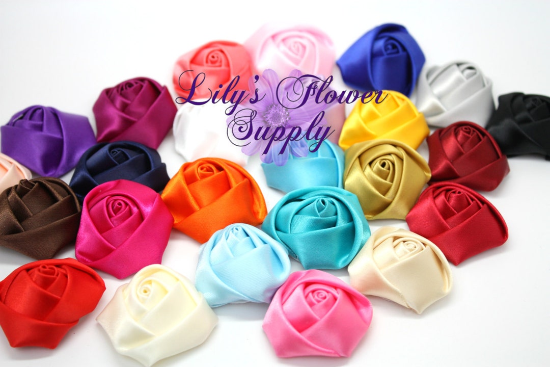 Mini Rolled Rosettes - Wholesale - 1.5 Inch - Satin Flower - Satin ...