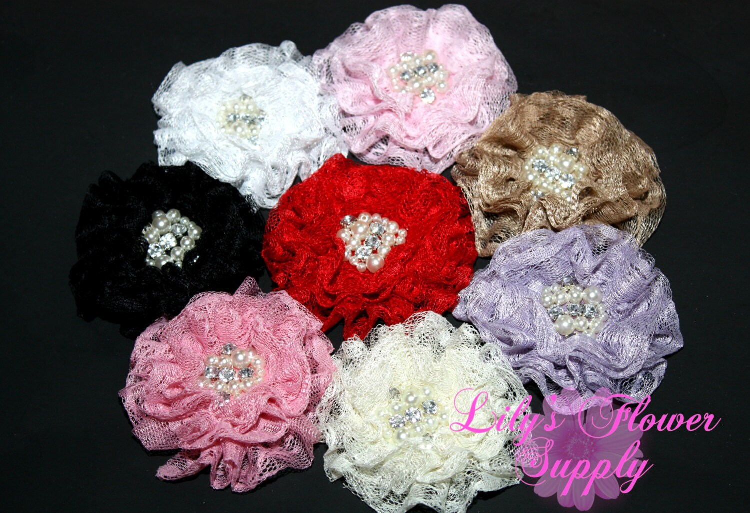 Vintage Lace Flower Choose Colors Rhinestone Center Lace - Etsy