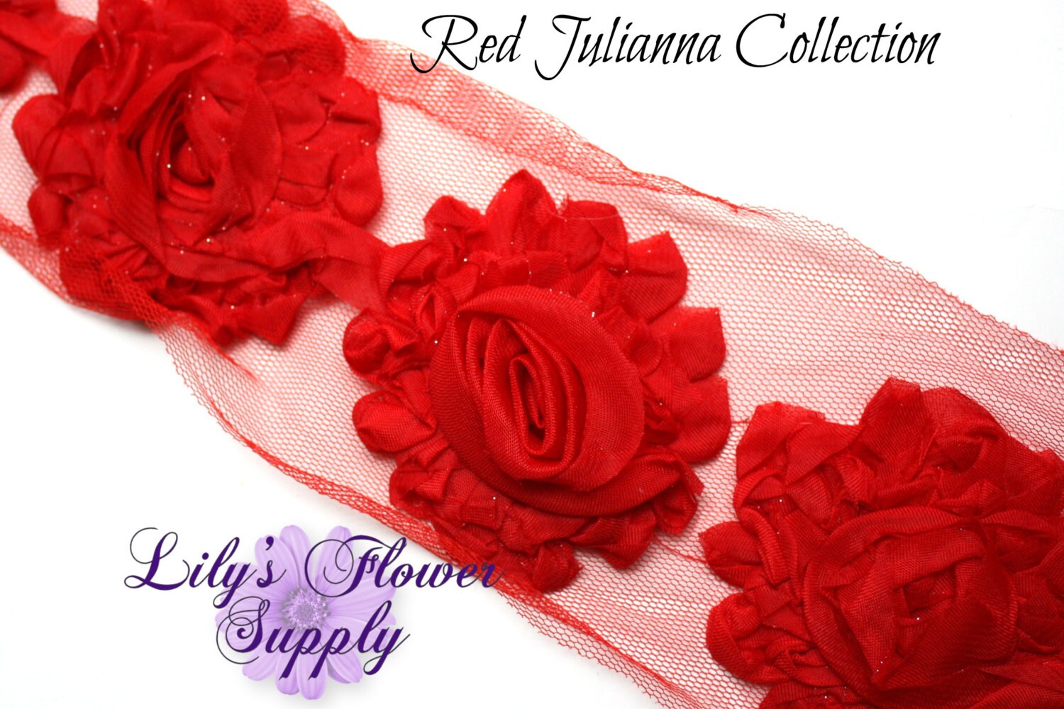 Red Shabby Rose Trim Shabby Flower Trim Shabby Trim | Etsy