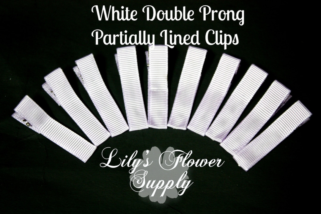 White Lined Clips - Double Prong - Partially Lined Clips - Alligator ...