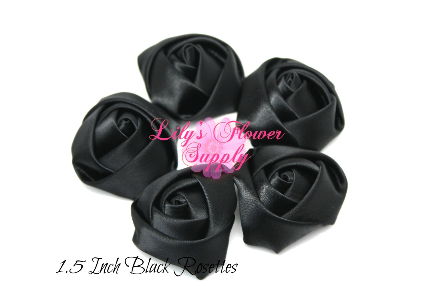Black Mini Rolled Rosettes Wholesale 1.5 Inch Satin - Etsy