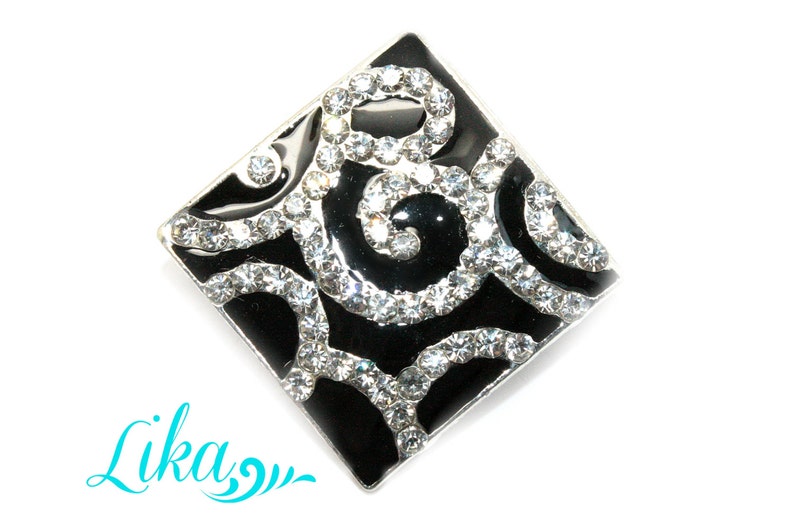 Square Rhinestone Buttons - Black White Rhinestone - Flatback ...