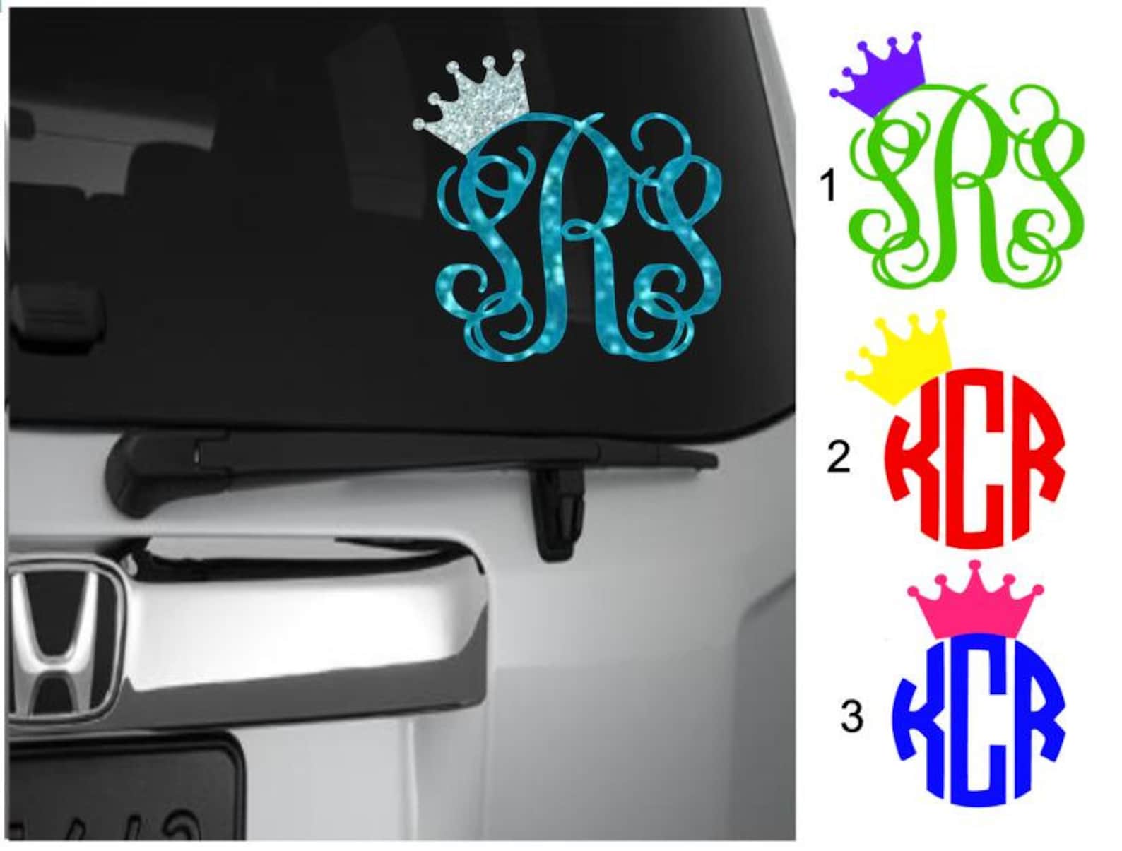 Crown Monogram Decal Vine Monogram With Crown Script | Etsy