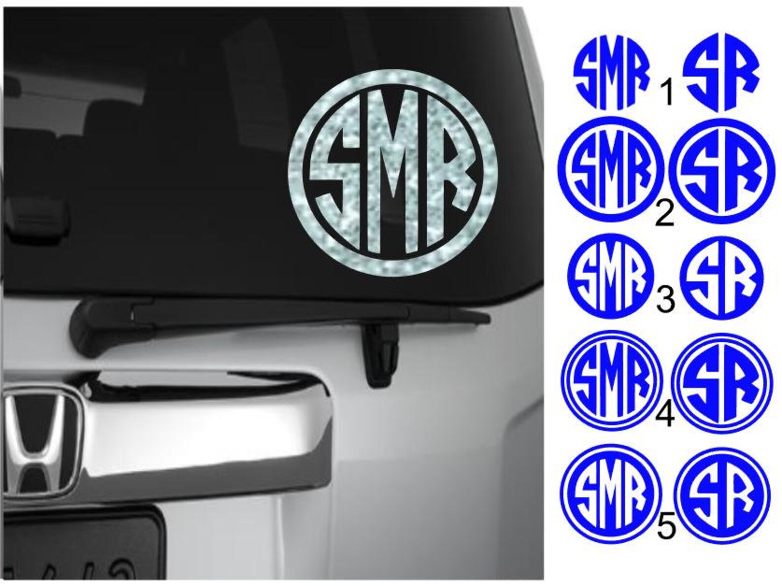 Circle Monogram Decal Monogram Decal for Car Monogram Decal | Etsy