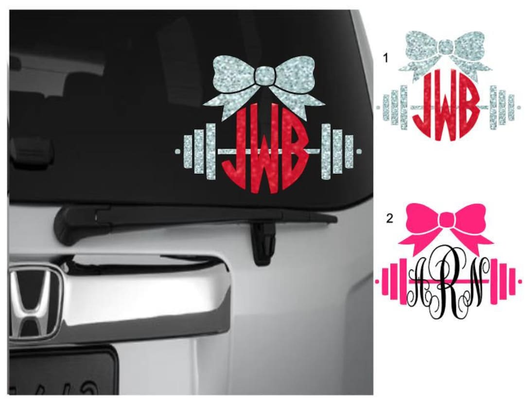 Barbell Sticker, Weight Lifting Decal, Weight Lifting Sticker, Monogram ...