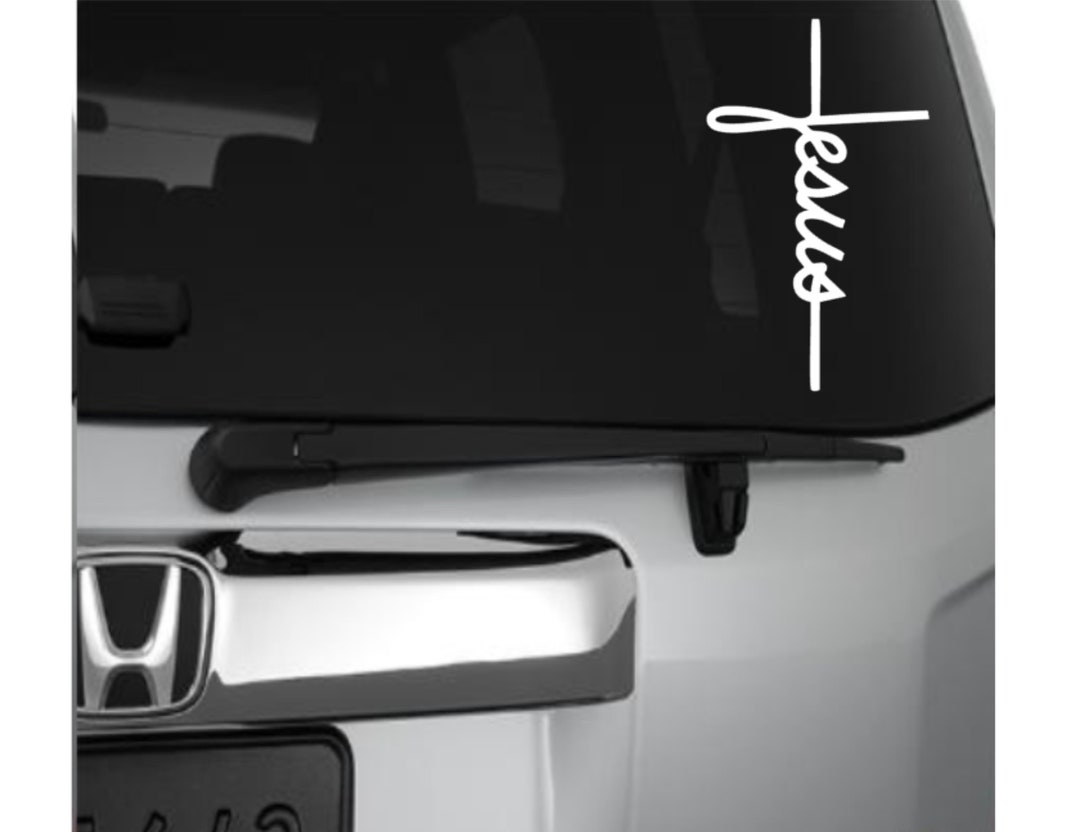 Jesus Cross Decal, Jesus Cross Sticker, Jesus Word Cross, Christian ...