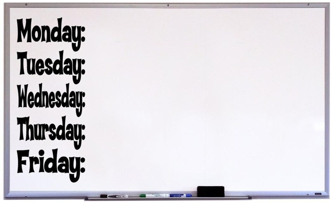 Days of the Week Classroom Decals Set, Whiteboard Decal, Classroom ...