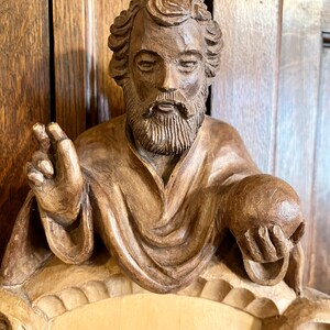 Vintage German Carved Wood Blessing Plaque Saint Peter "lord Bless Our ...