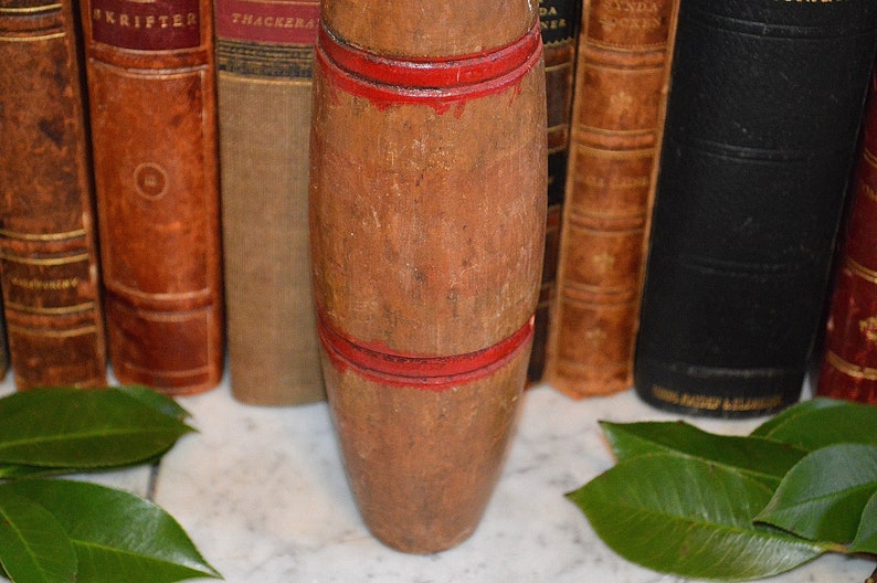 Antique Wood Indian Juggling Exercise Pin Red Stripes | Etsy