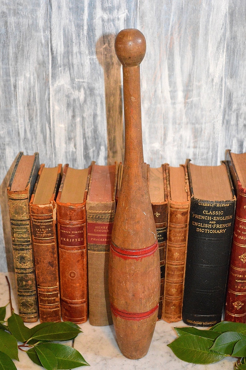Antique Wood Indian Juggling Exercise Pin Red Stripes | Etsy