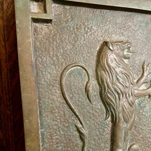 Antique English Bronze Rampant Lion Plaque Tray - Etsy