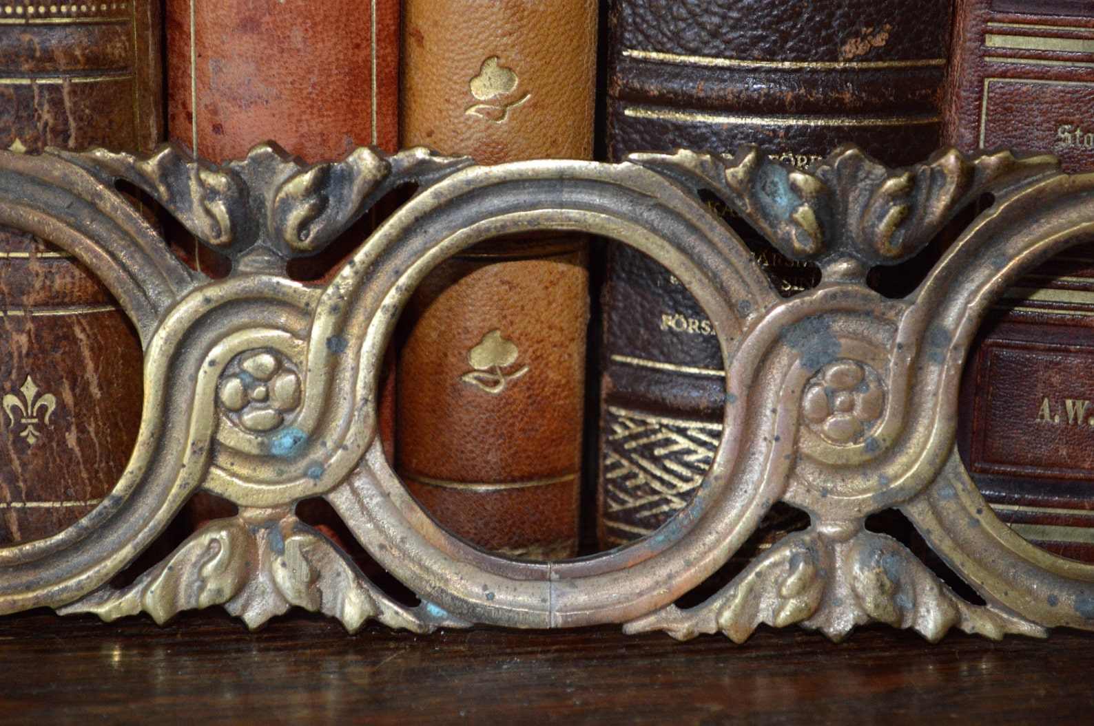 Antique French Bronze Circular Scroll Pattern Border Trim Ornamental ...