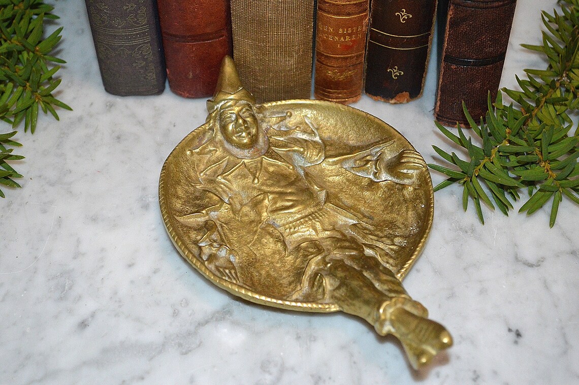 Vintage Brass Jester Clown Trinket Dish Decorative Glo Mar - Etsy