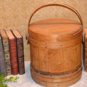 Antique English Firkin Wood Butter Etched Cow Design With Handle ...