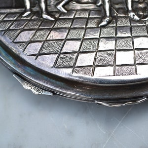 Antique Silverplate Compact Mirror Dutch Zilpla 90 Relief Battle Scene ...