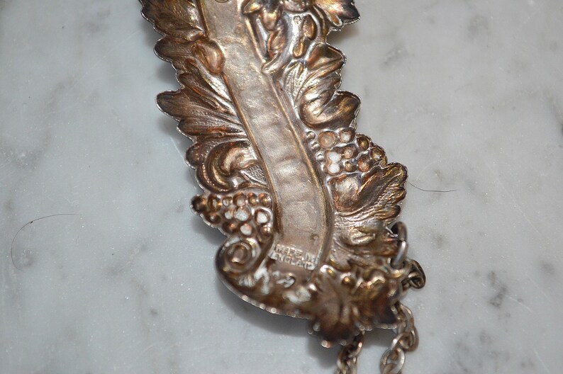Vintage English Decanter Label Silver Plated Grapes Bottle Tag Blagden ...