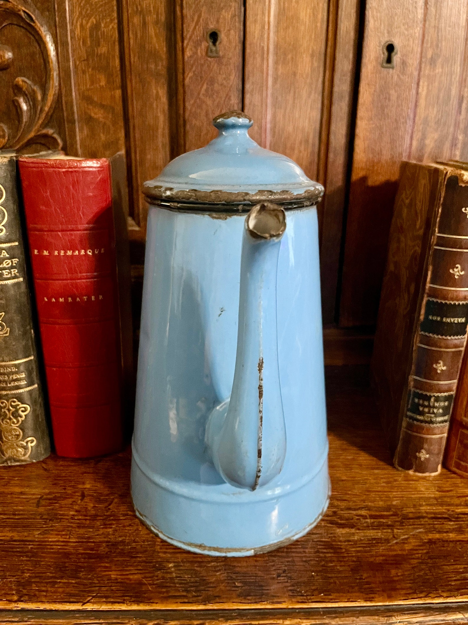Vintage French Enamel Blue Coffee Pot Kettle - Etsy