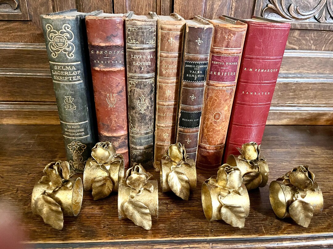 Vintage Italian Napkin Rings Set of 7 Florentine Tole Roses Tableware ...