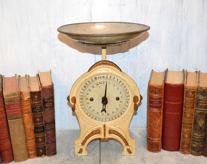 Antique 10 Kg German Kitchen Scale Cast Iron With Pan Art Nouveau ...