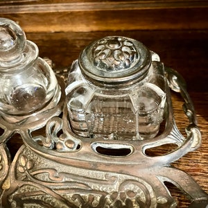 Antique Inkwell Ink Pots Art Nouveau Copper Patina Early 1900's - Etsy