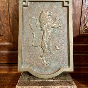 Antique English Bronze Rampant Lion Plaque Tray - Etsy
