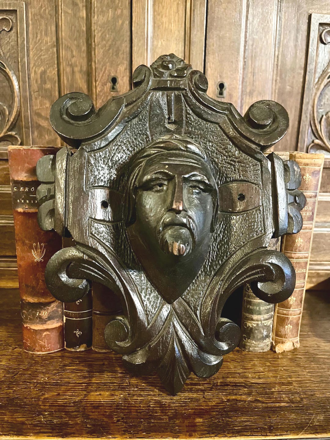 Antique Black Forest Carved Wood Frenchman Male Figure Figural Wall ...