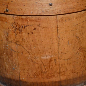 Antique English Firkin Wood Butter Etched Cow Design With Handle ...