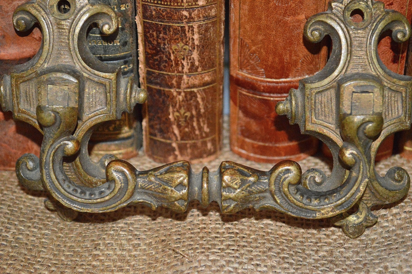 Antique Large French Handle Heavy Bronze Gilded Ornate Pull | Etsy