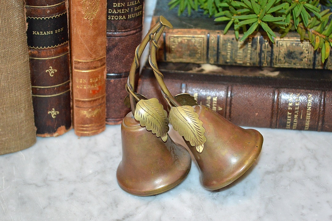 Vintage Copper Brass Bell Pair Double Bells Set With Handle - Etsy