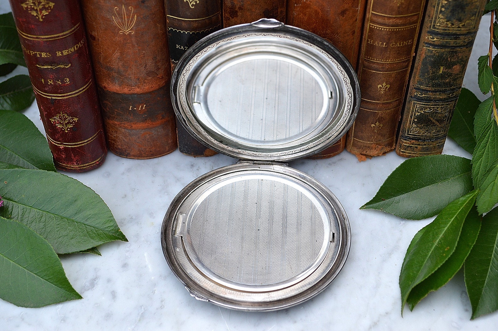 Antique Silverplate Compact Mirror Dutch Zilpla 90 Relief | Etsy