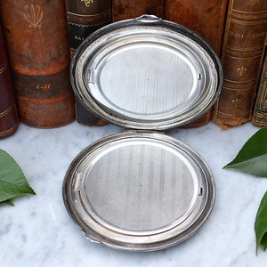 Antique Silverplate Compact Mirror Dutch Zilpla 90 Relief Battle Scene ...