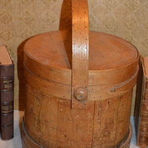 Antique English Firkin Wood Butter Etched Cow Design With Handle ...