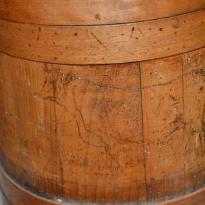 Antique English Firkin Wood Butter Etched Cow Design With Handle ...