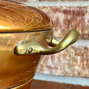 Vintage Italian Copper Chafing Dish Pot Pan Brass Handles and Stand MCM ...