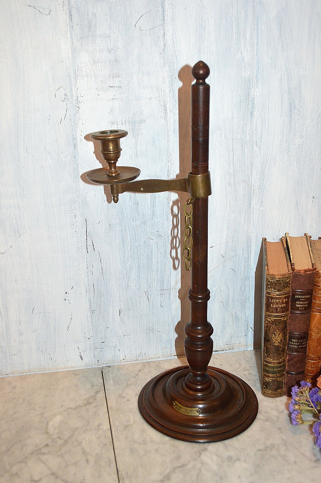 Antique English HMS Britannia Brass & Turned Wood Adjustable Candle Holder - Etsy