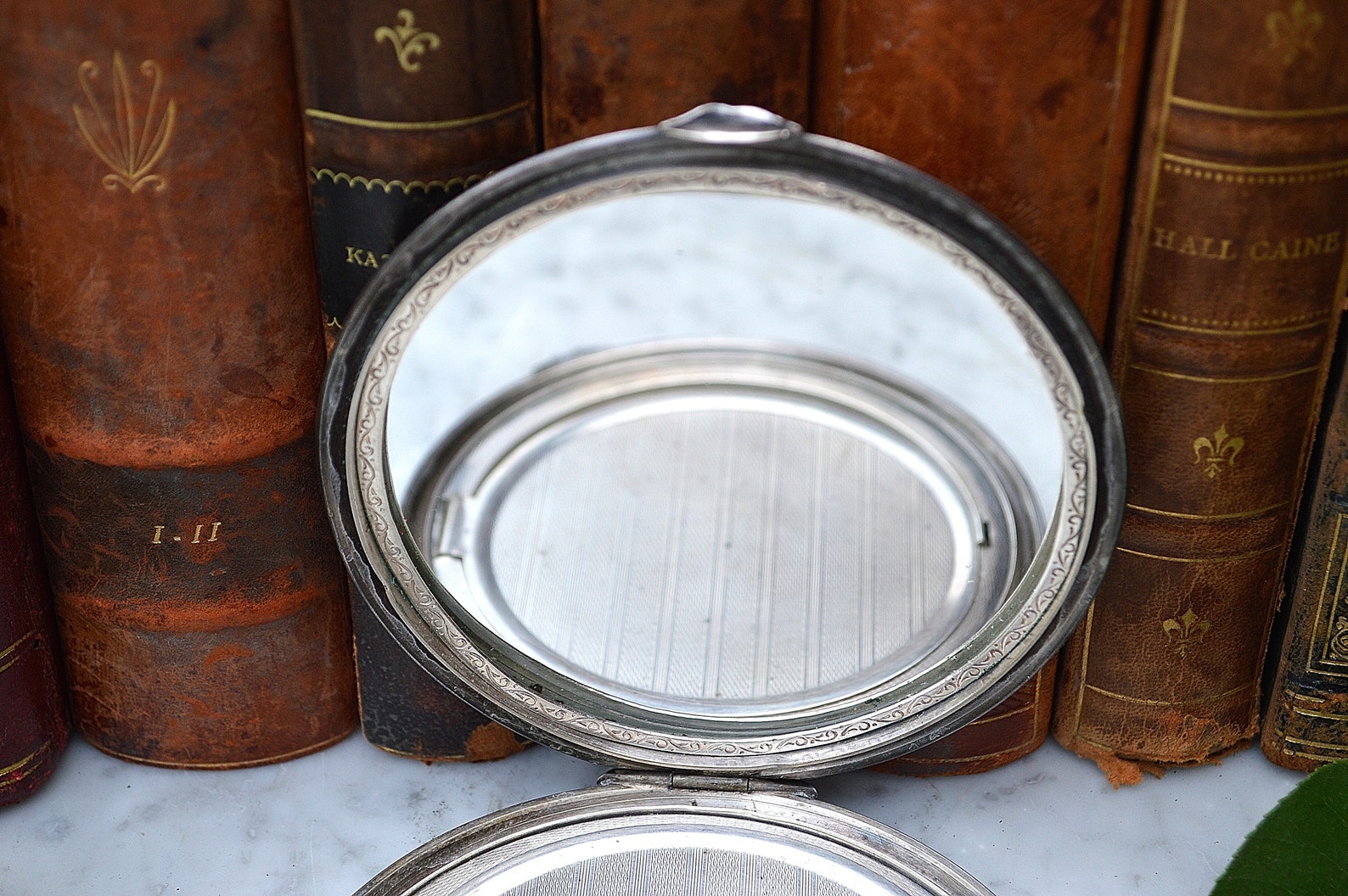 Antique Silverplate Compact Mirror Dutch Zilpla 90 Relief | Etsy