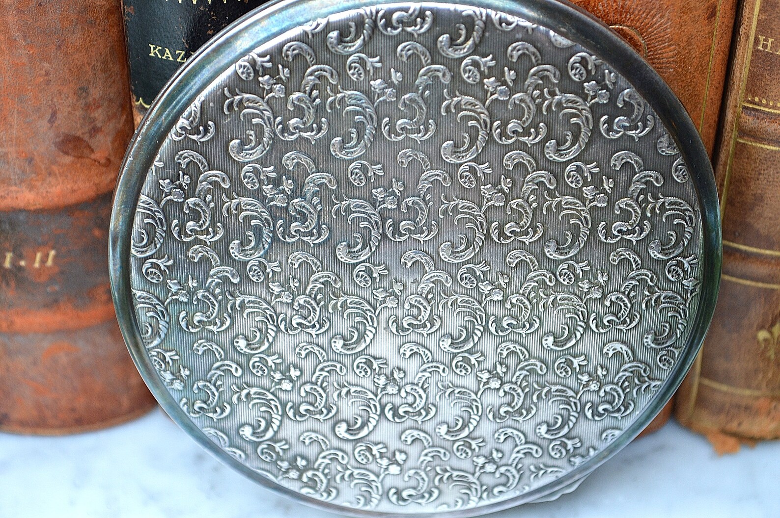 Antique Silverplate Compact Mirror Dutch Zilpla 90 Relief | Etsy