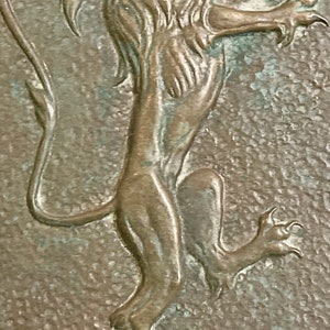 Antique English Bronze Rampant Lion Plaque Tray - Etsy