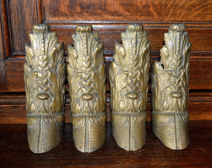 Antique French Bronze Ornate Large Acanthus Deer Hooves Feet Hardware ...