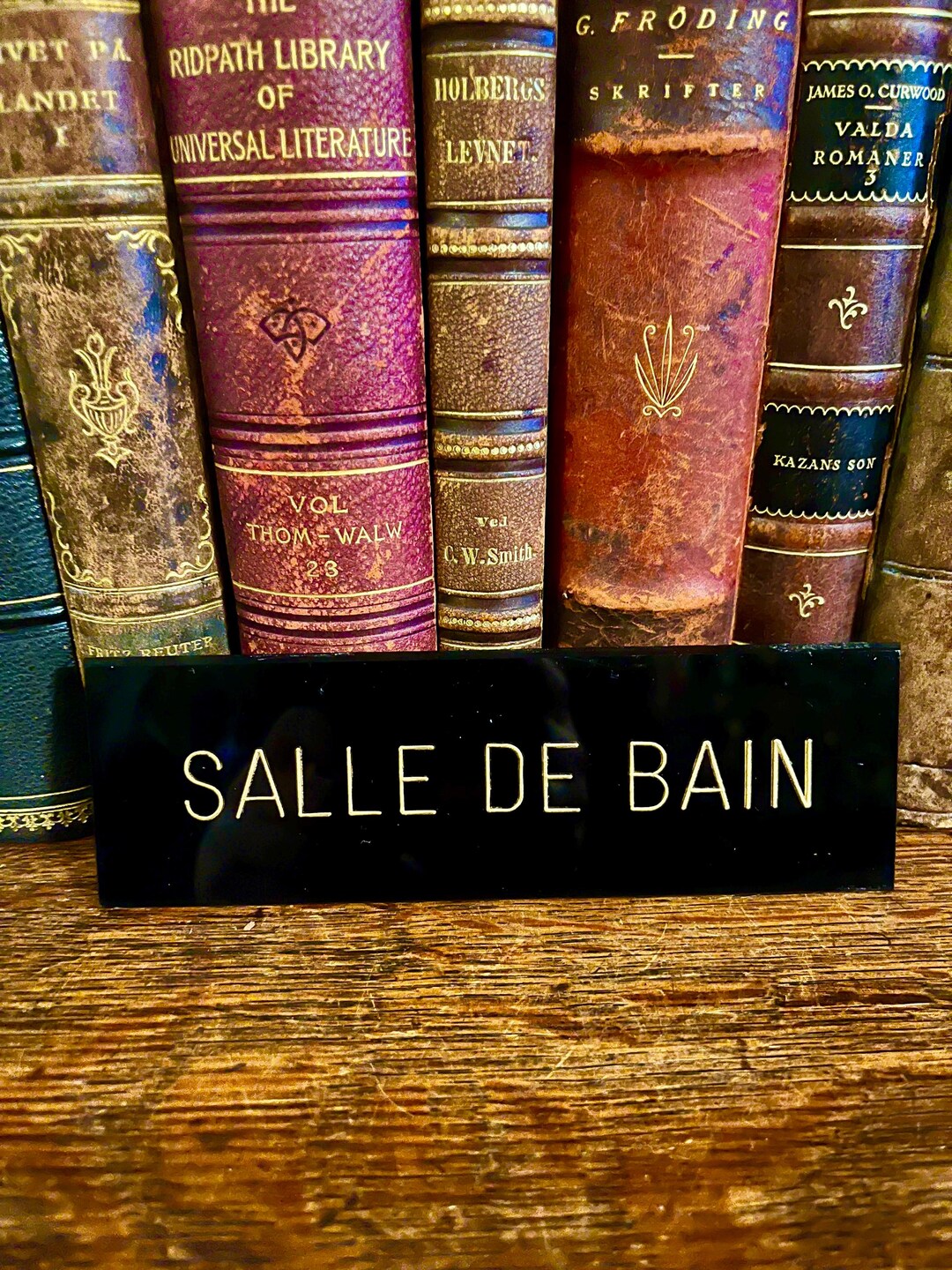Vintage French Brass Salle De Bain Bathroom Sign Black With Gilt ...
