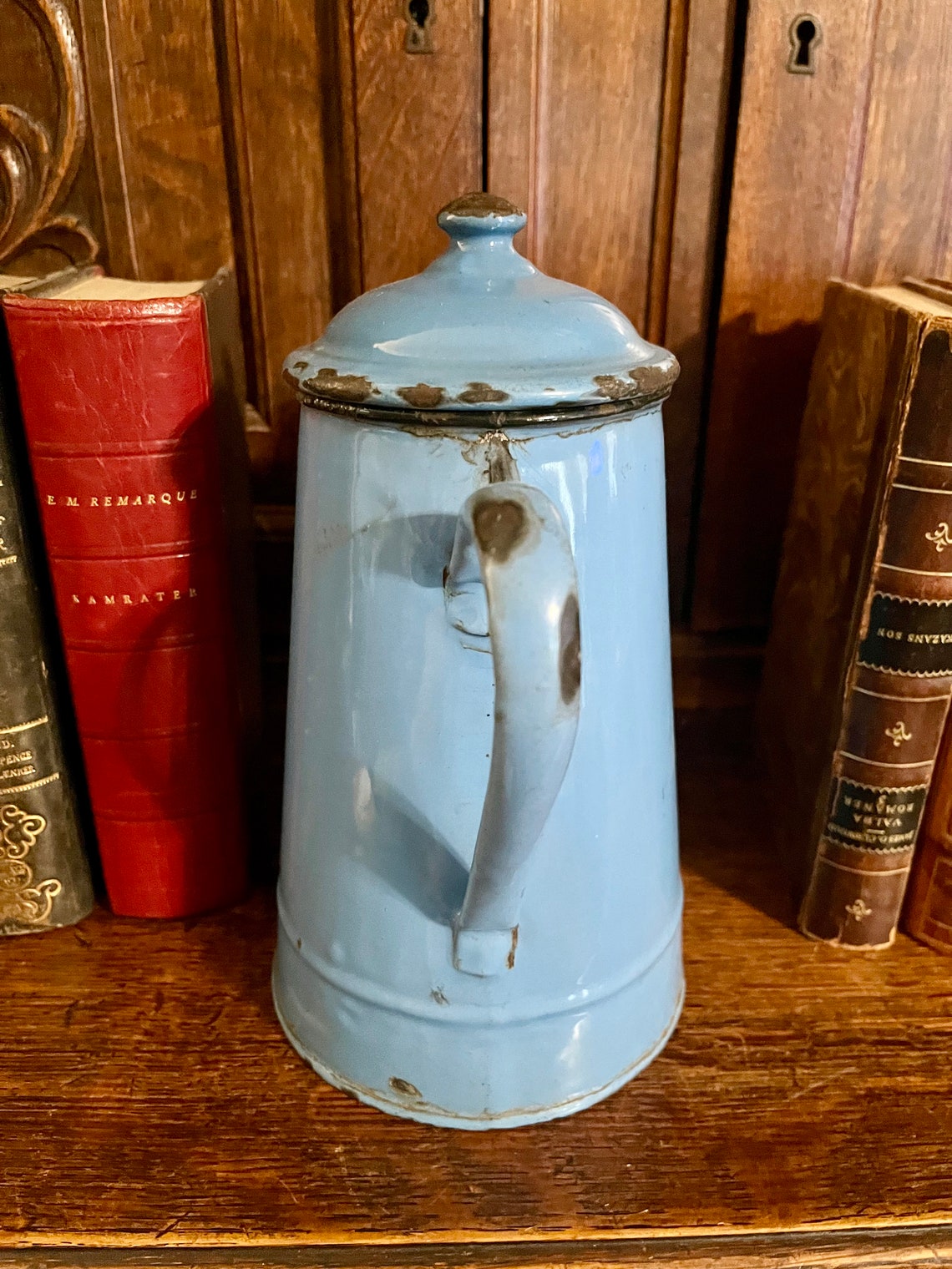 Vintage French Enamel Blue Coffee Pot Kettle - Etsy