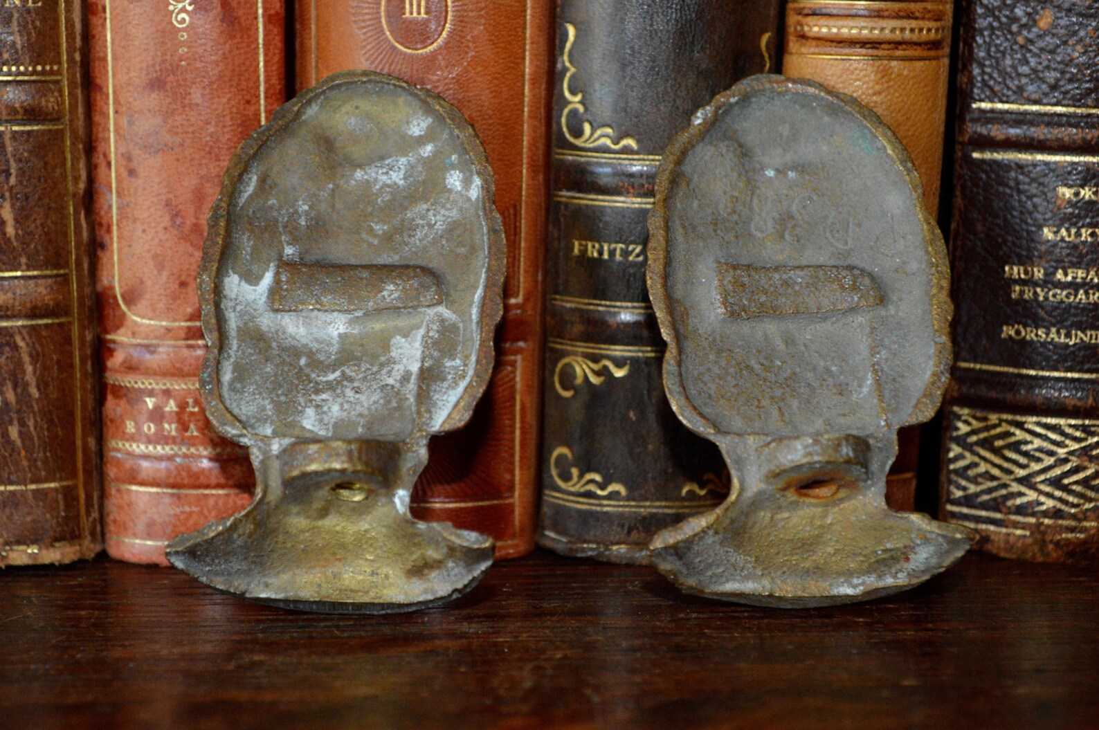 Antique Pair French Bronze Finials Drapery Post Hardware Ornate Floral ...