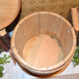 Antique English Firkin Wood Butter Etched Cow Design With Handle ...