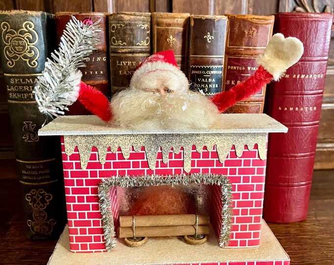 Vintage Putz Santa Claus Fireplace Chimney Christmas Decoration - Etsy