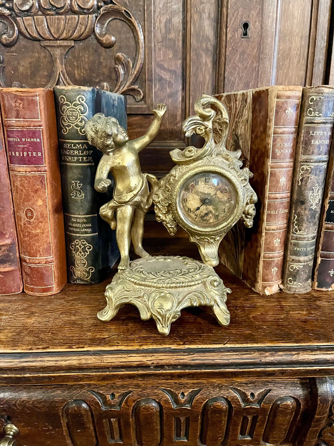 Antique Cherub Clock Gilt Brass French Style Patent 1890's - Etsy