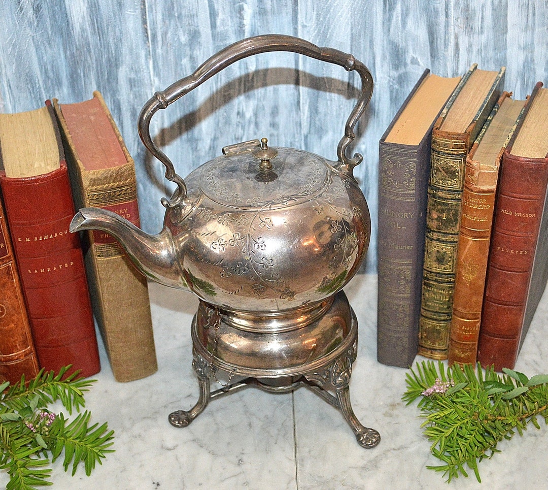 Antique English Tea Spirit Pot Kettle Silver Plated Tilting - Etsy