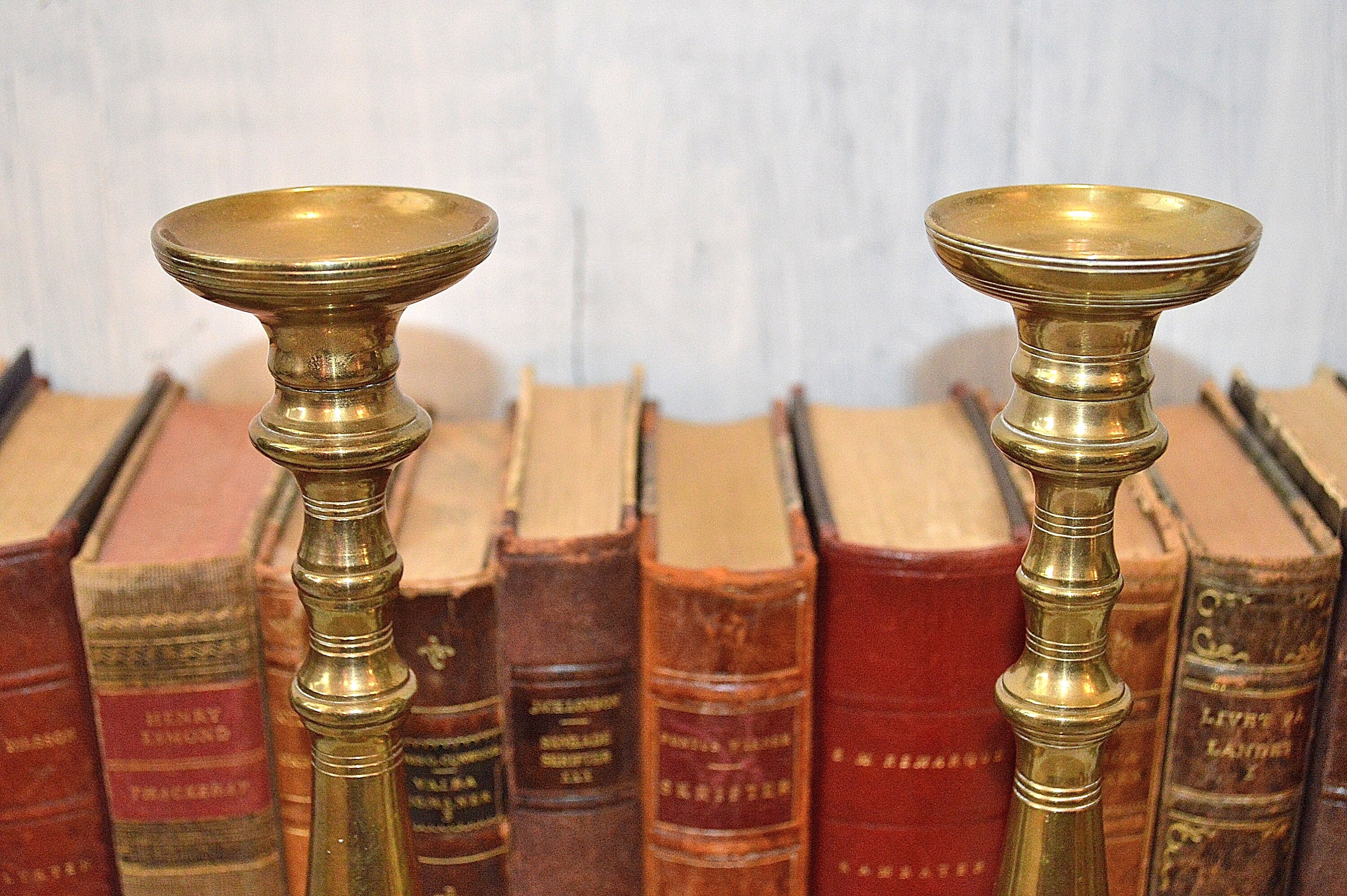 Antique Pair Brass Candle Holders Large Heavy Candlesticks - Etsy Canada