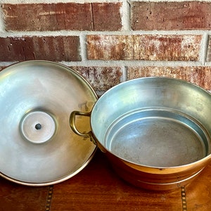 Vintage Italian Copper Chafing Dish Pot Pan Brass Handles and Stand MCM ...
